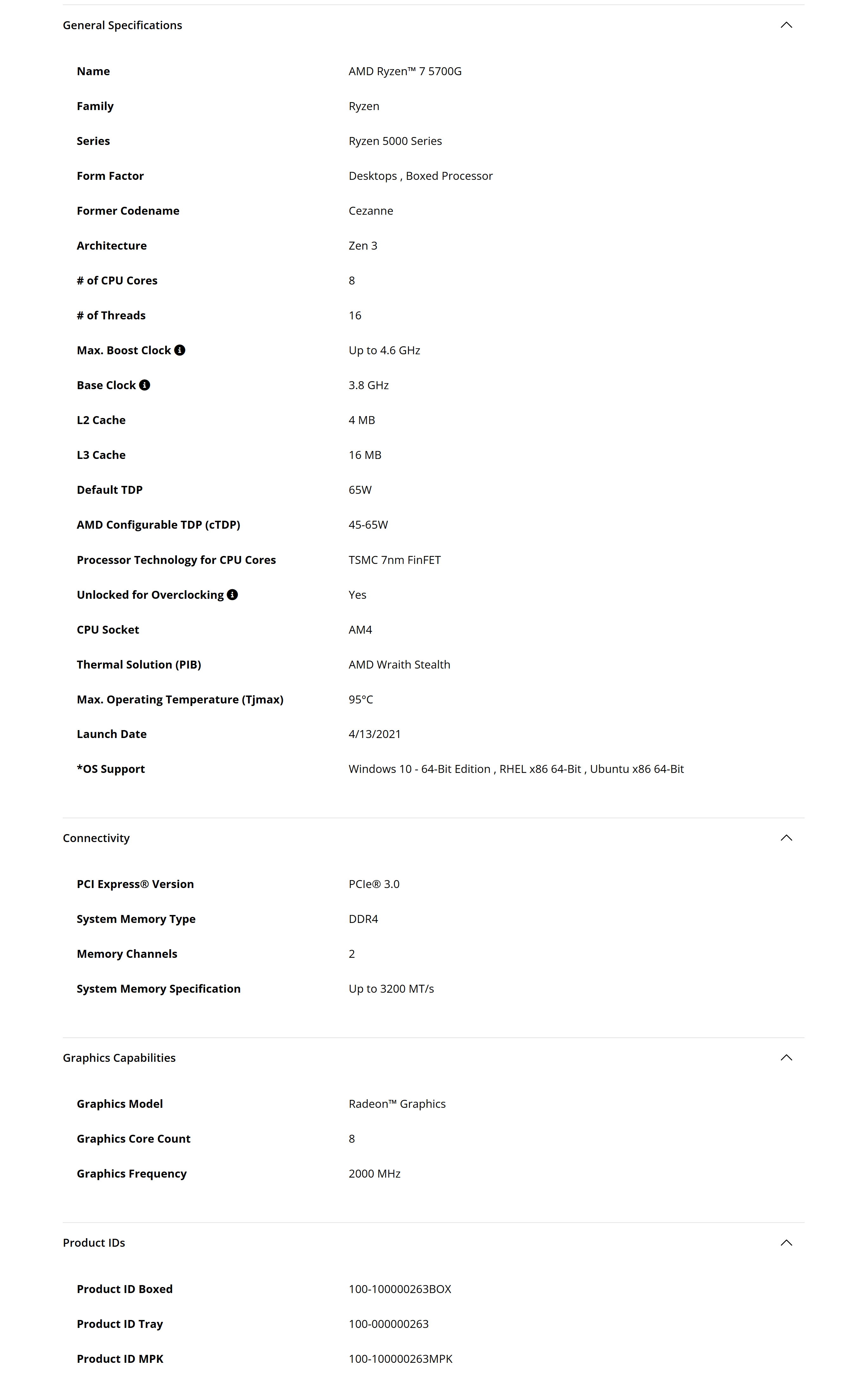 CPU AMD Rayzen 7 5700 G Box - Arab Business